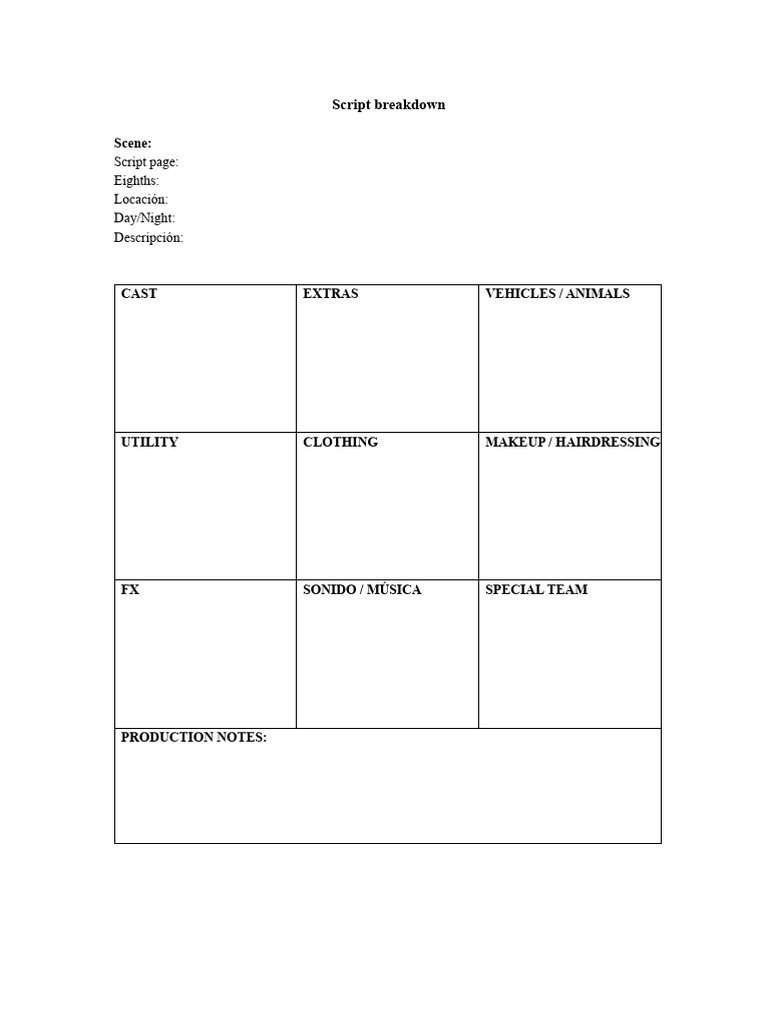 Script Breakdown and Production Details | PDF