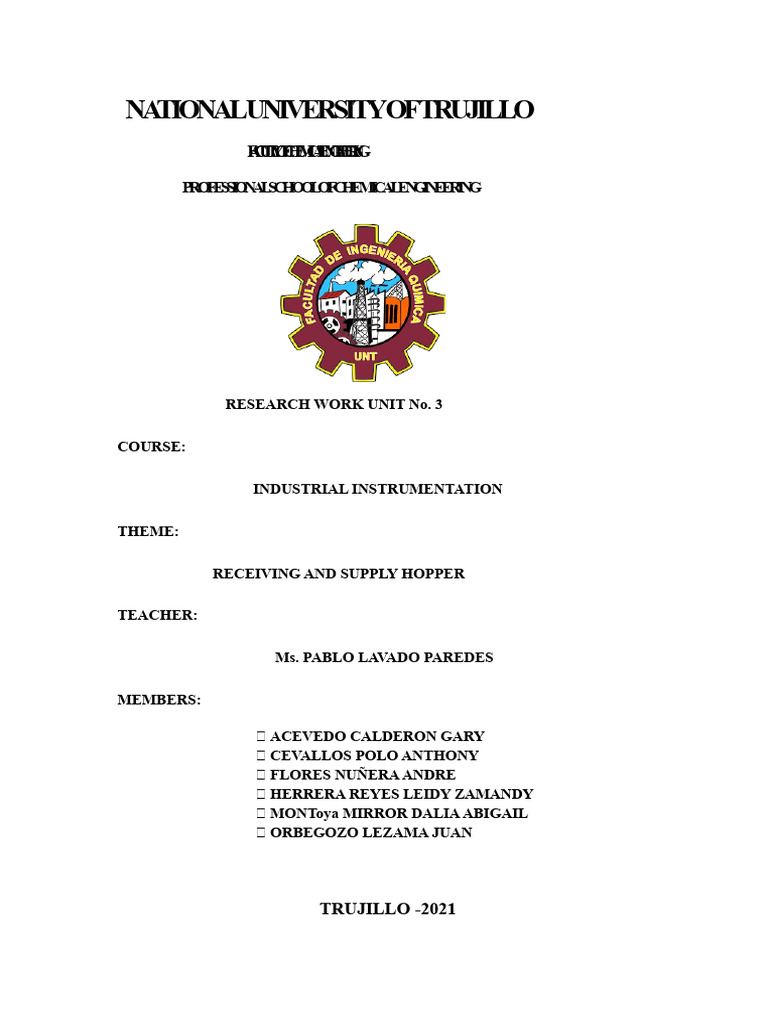 RECEPTION AND SUPPLY HOPPER | PDF | Valve | Mechanical Engineering