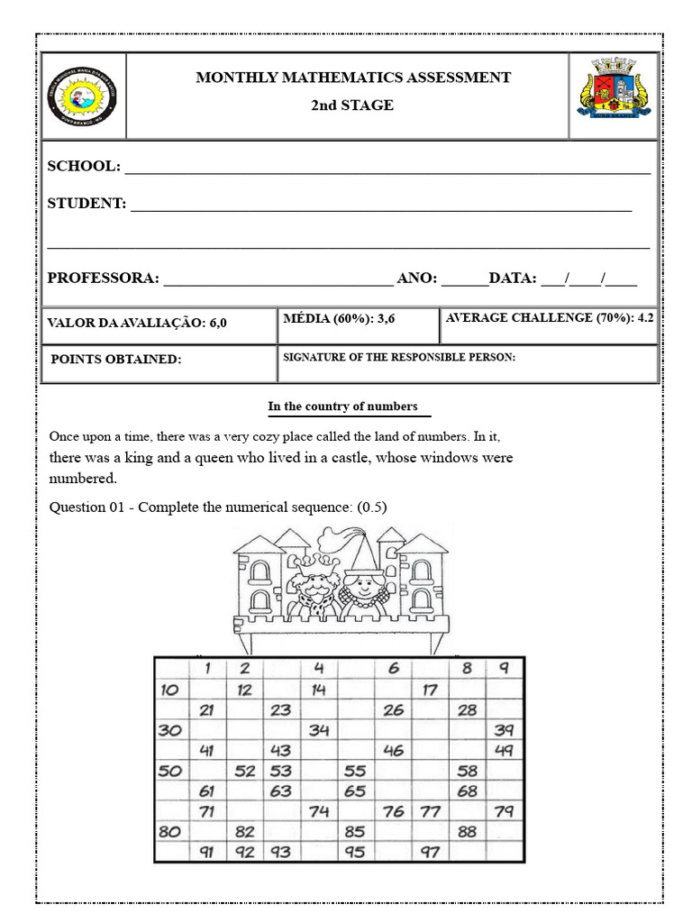 Monthly Mathematics Assessment Template | PDF