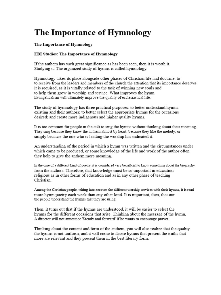 Understanding Hymnology's Significance | PDF | Hymns | God The Father
