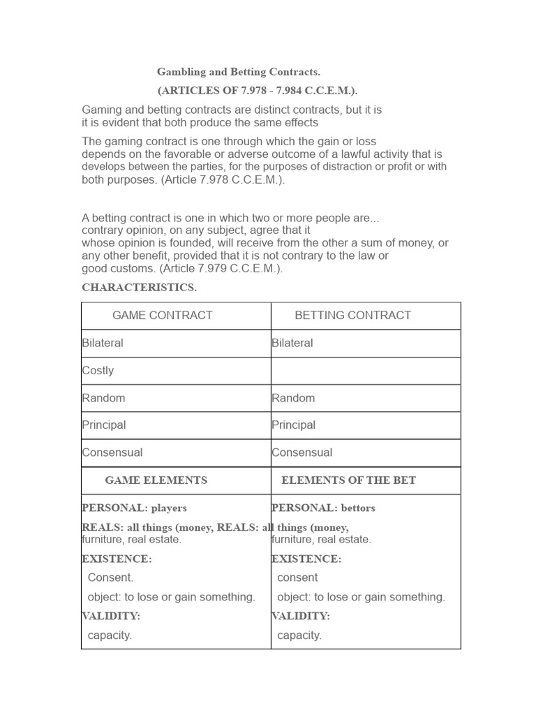 Understanding Gambling and Betting Contracts | PDF | Gambling | Common Law