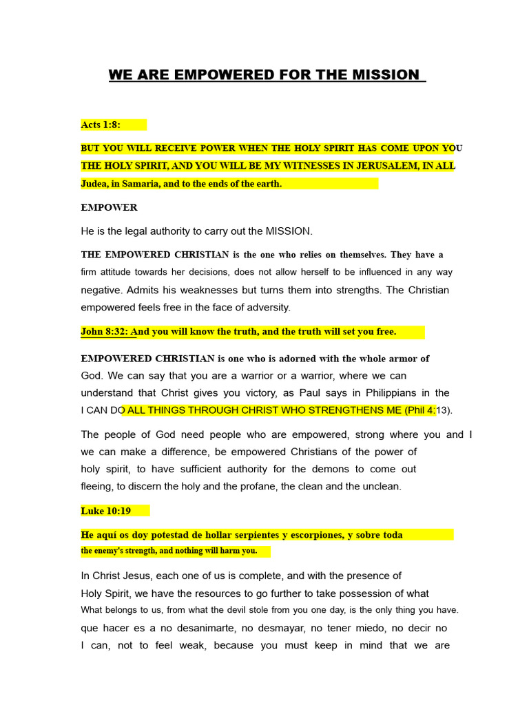 We Are Empowered For The Vision | PDF | Jesus | Holy Spirit