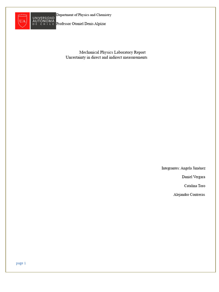 Uncertainty in Measurement Lab Report | PDF | Observational Error ...