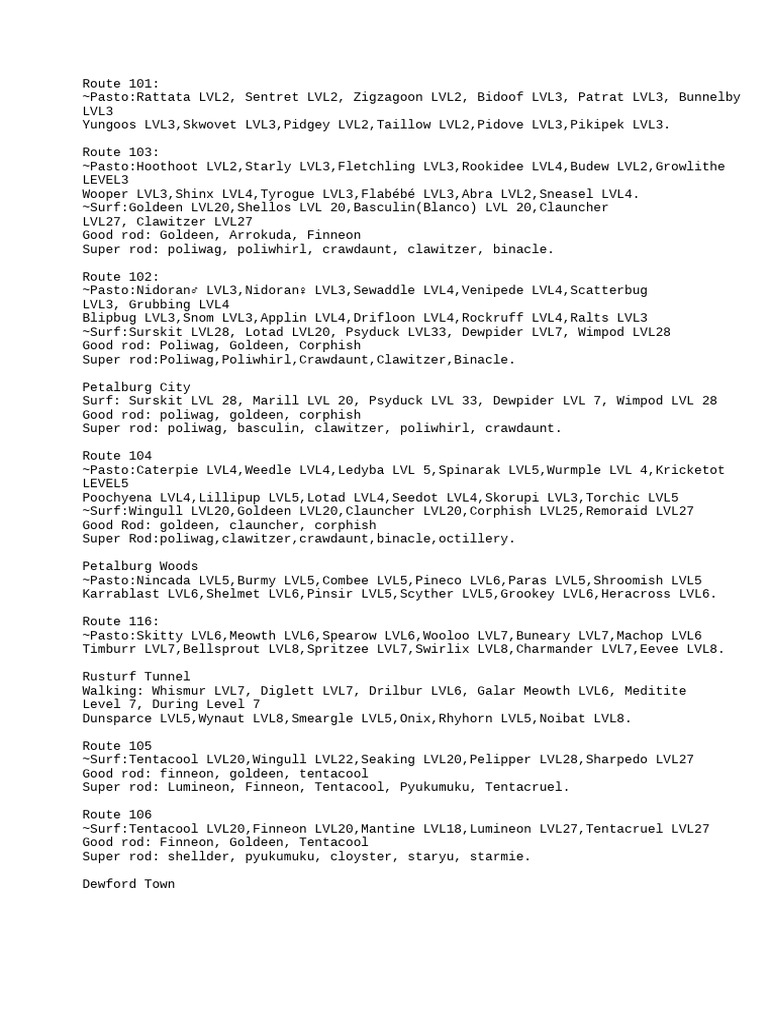 Pokemon Quetzal Locations | PDF | Pokémon