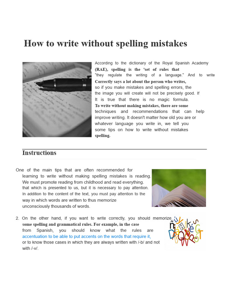 How To Write Without Spelling Mistakes | PDF | Spelling | Grammar