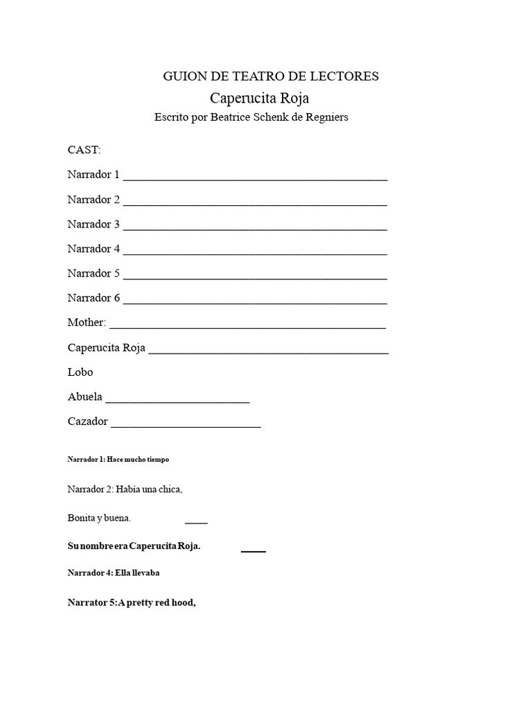 Teatro de Lectores - Caperucita Roja | PDF | Caperucita Roja