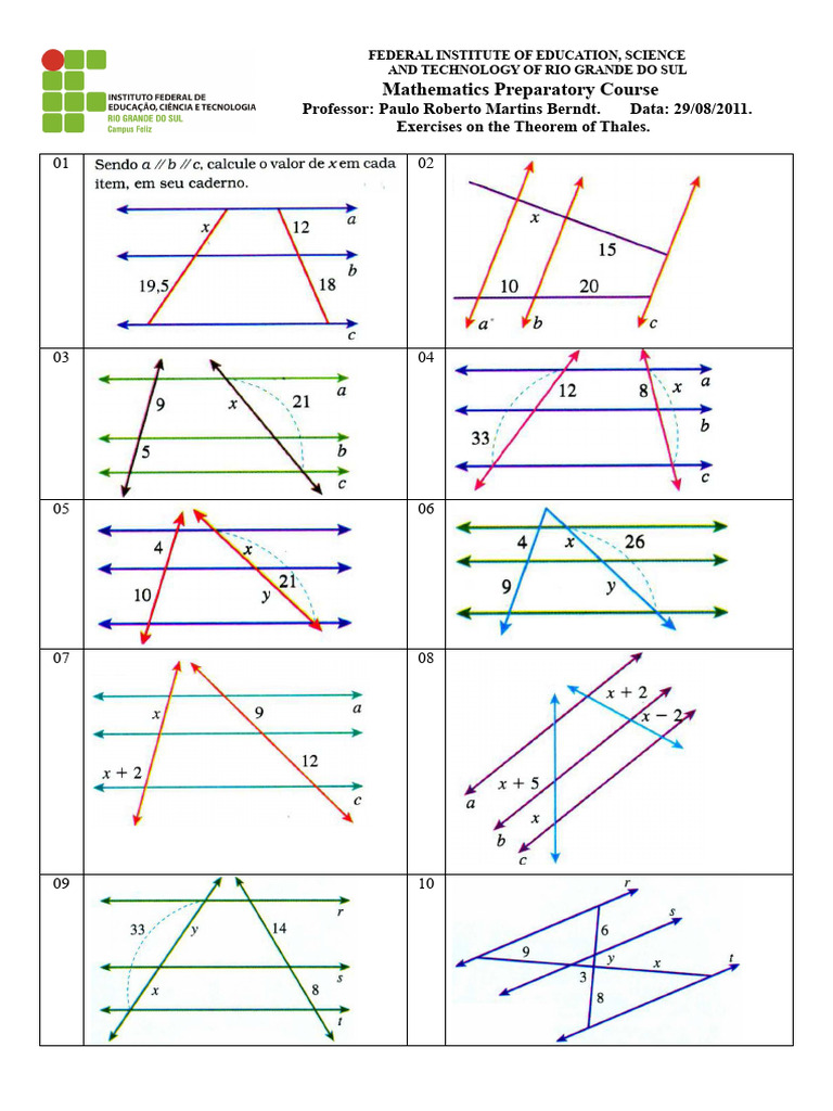 Mat UTFRS 17. Thales' Theorem Exercises | PDF