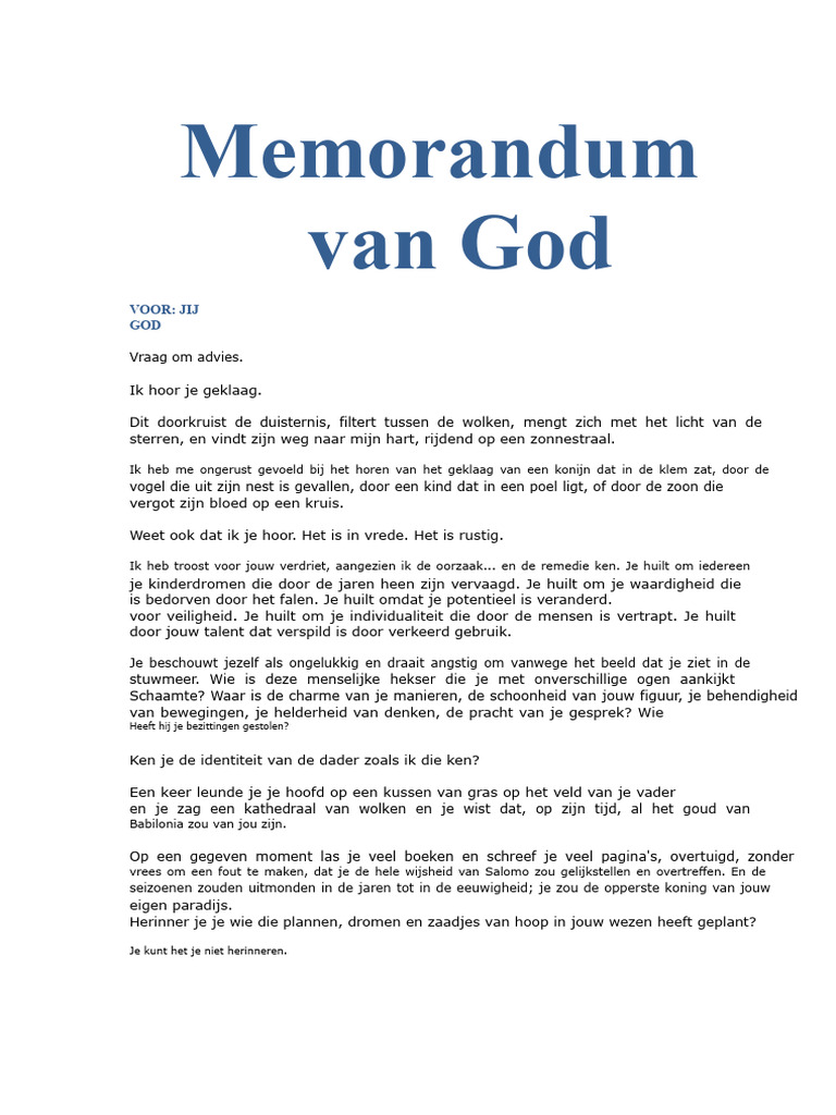 Memorandum Van God | PDF