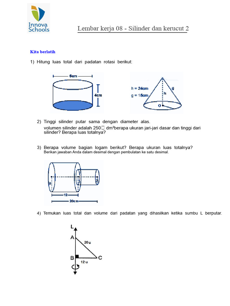 Lembar Kerja Silinder dan Kerucut | PDF