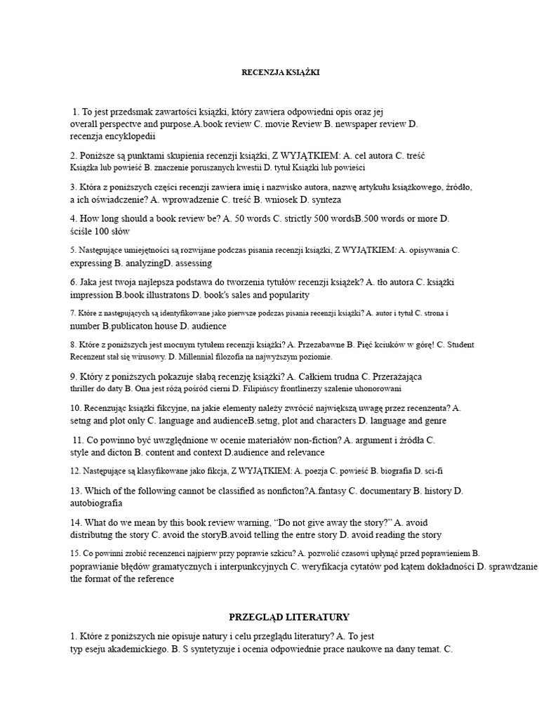 Recenzent Do Czytania I Pisania | PDF