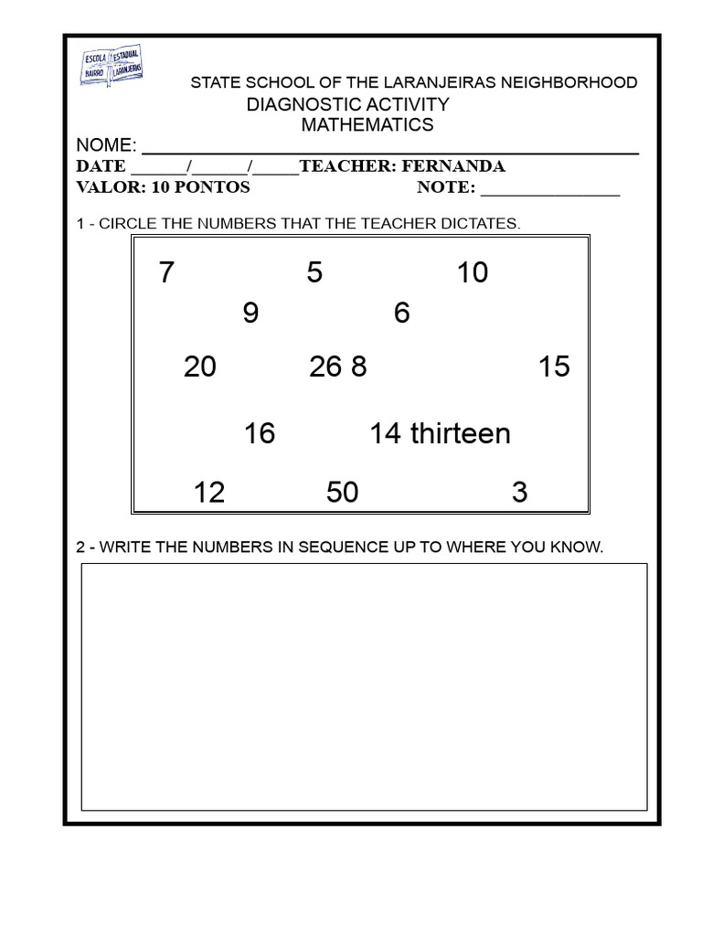 Mathematics Diagnostic Assessment 2nd Year | PDF