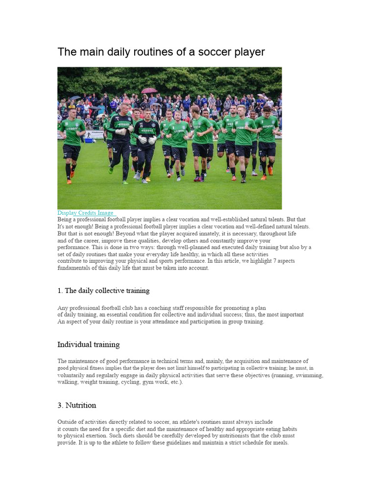 The Main Daily Routines of A Football Player | PDF | Diet (Nutrition ...