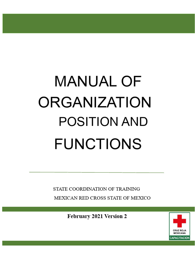 Organization Manual, Positions and Functions Training State of Mexico ...