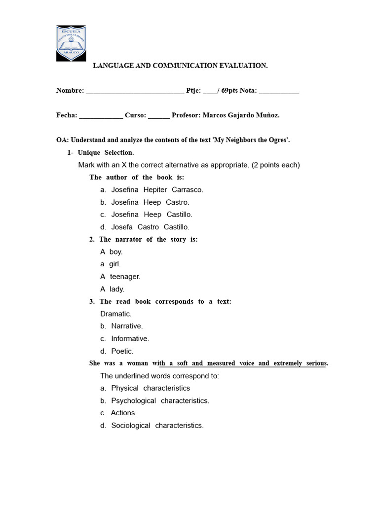 EVALUATION My Neighbors The Ogres | PDF