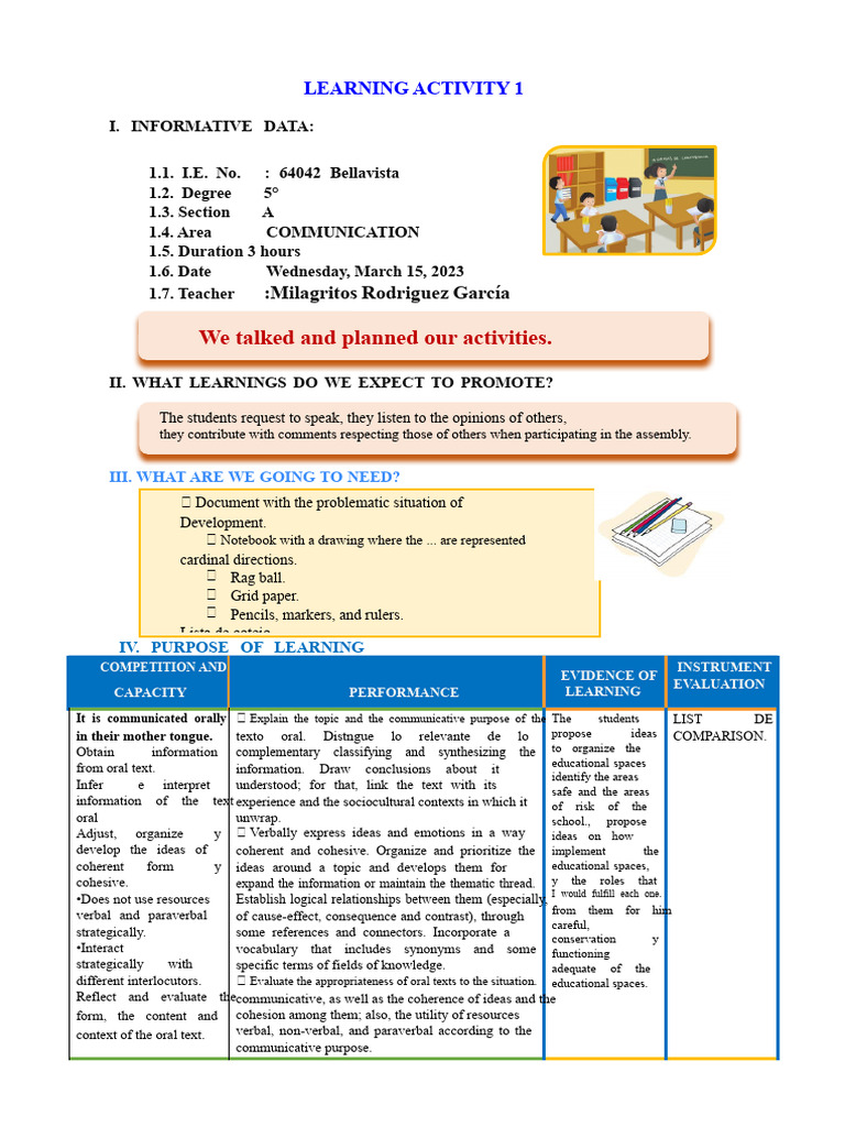Classroom Communication Activity Plan | PDF | Nonverbal Communication ...