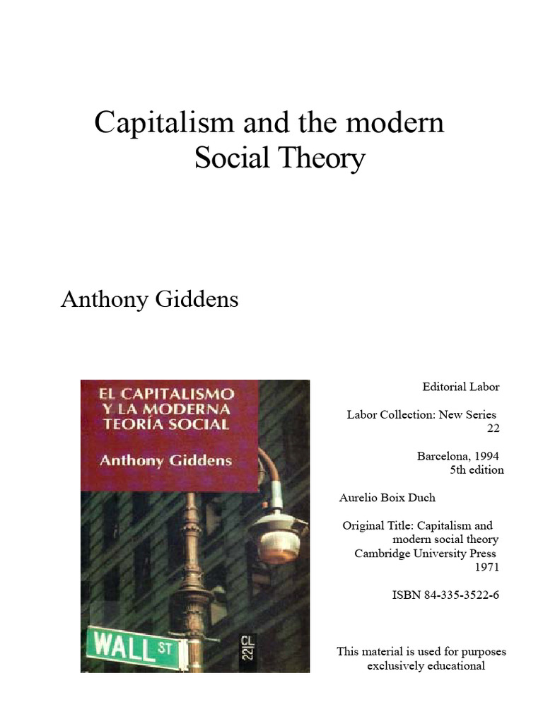 Capitalism and The Modern Social Theory of Anthony Giddens | PDF ...