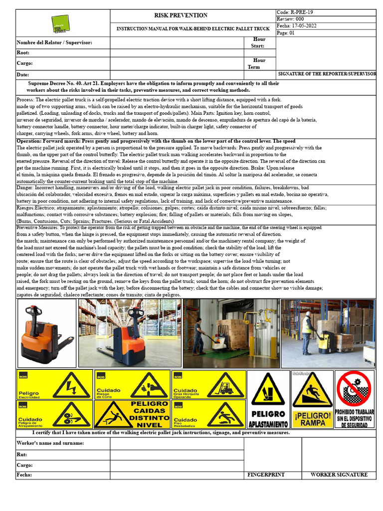 Electric Pallet Truck Safety Manual | PDF | Truck | Pallet