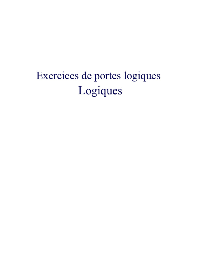 Exercices sur les portes logiques | PDF | Fonction logique | Interrupteur