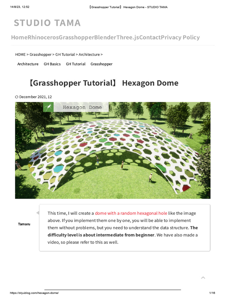 Grasshopper Tutorial Hexagon Dome Studio Tama Pdf Sphere Geometry