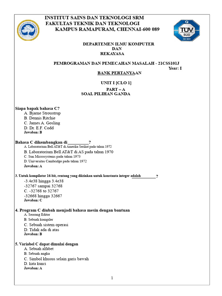 PPS - Unit 1-Bank Soal | PDF