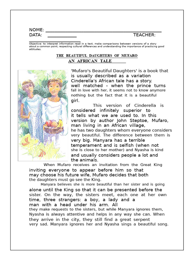 The Beautiful Daughters of Mufaro African Tale | PDF