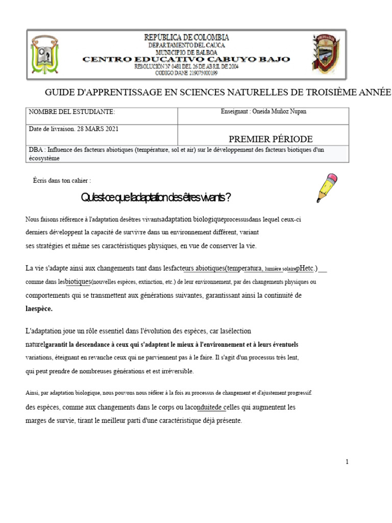 Adaptations des êtres vivants en écosystème | PDF | Plantes | Comportement