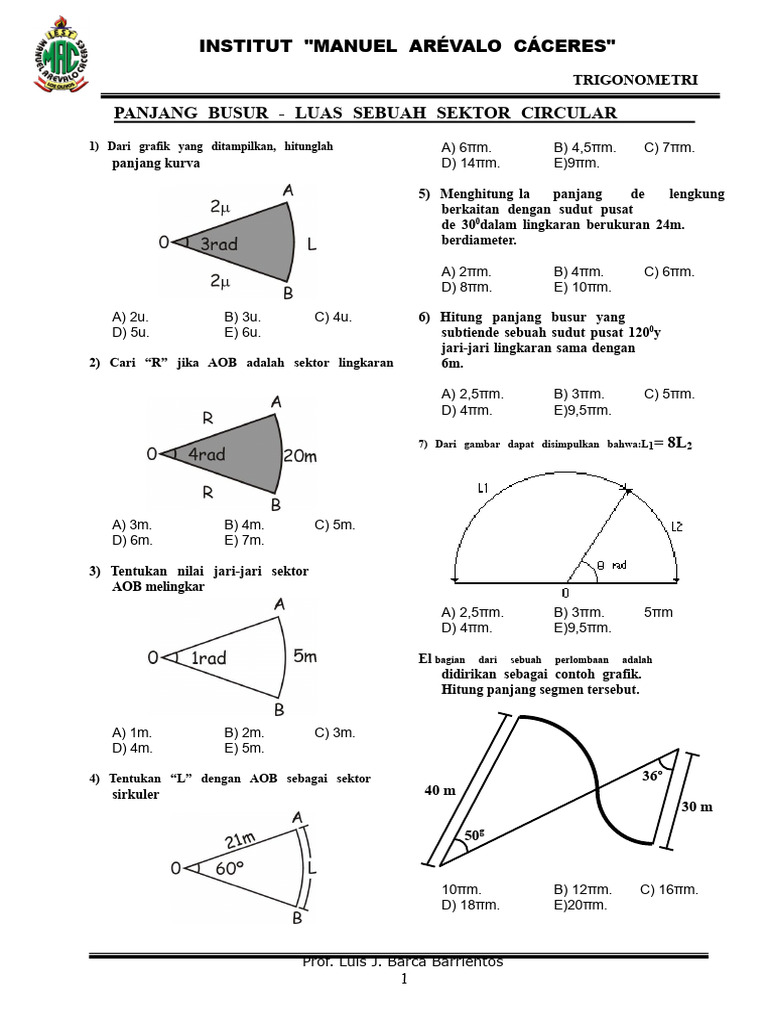 Trigonometri - Panjang Busur - Luas Sektor Lingkaran | PDF