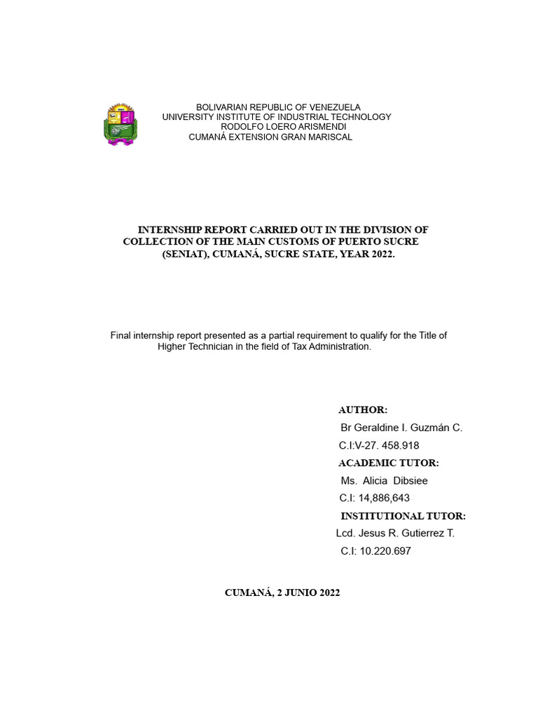 INTERNSHIP REPORT GERALDINE GUZMAN | PDF | Customs | Taxes