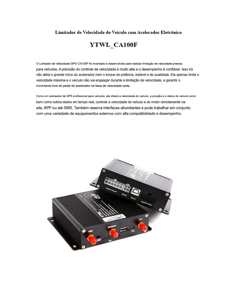 YTWL_CA100F Manual do Usuário do Limitador de Velocidade GPS Padrão da Etiópia 122020 | PDF ...