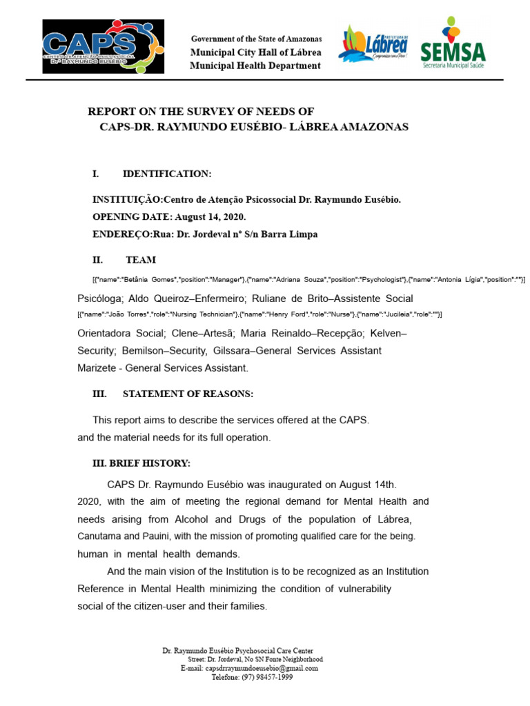 Report On The Needs of Caps | PDF | Substance Dependence | Relaxation ...