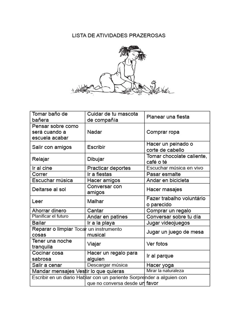 Lista de Actividades Placenteras | PDF