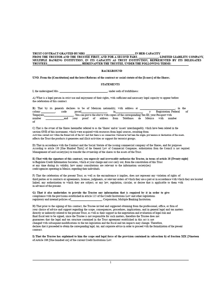 MODEL - Share Control Trust Project | PDF | Trustee | Dividend