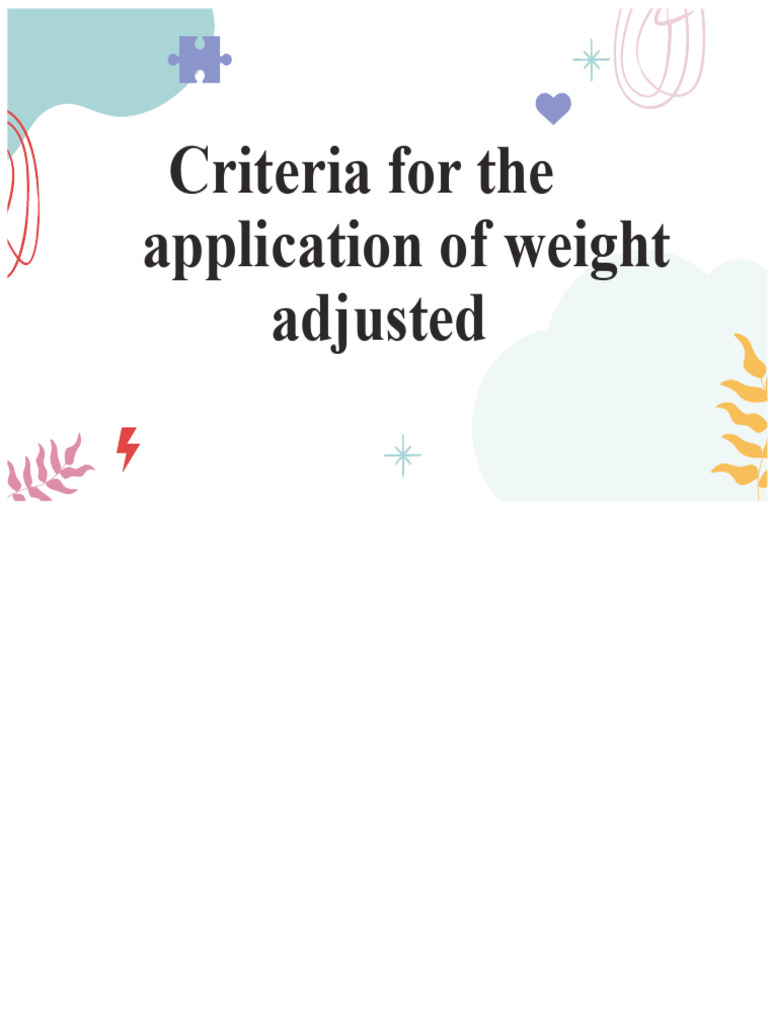 Weight Adjustment Criteria in Nutrition | PDF | Body Mass Index | Obesity
