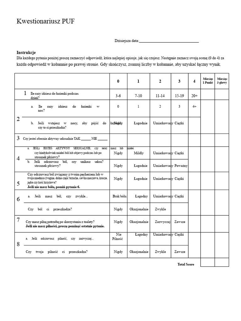 Kwestionariusz PUF | PDF