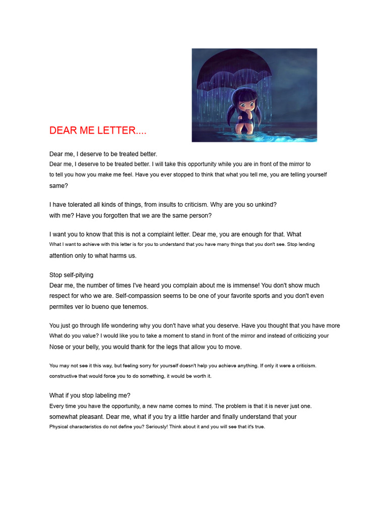 Dear Me Letter | PDF