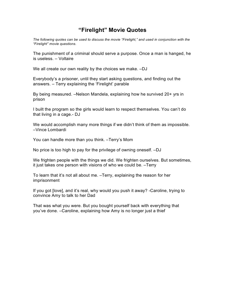 Firelight Quotes | PDF | Prison | Crime Thriller