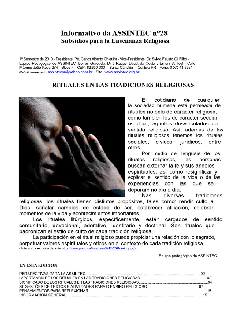 Rituales en Las Tradiciones Religiosas - Inf. 28 | PDF | Oración | Liturgia