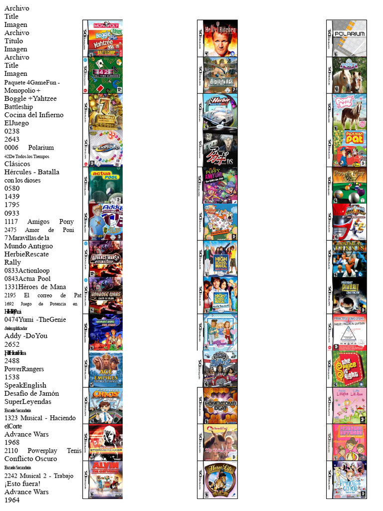 Lista de Roms para Nintendo DS en Español | PDF