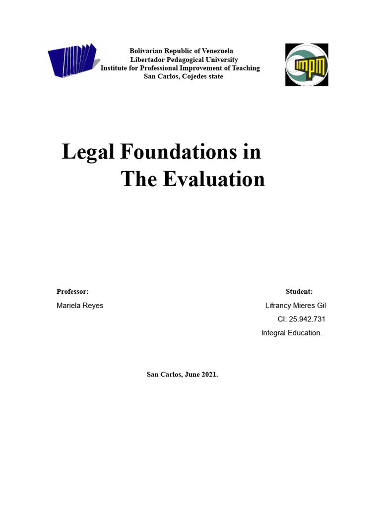 Legal Foundations in Evaluation - UNIT II - Evaluation of Learning ...