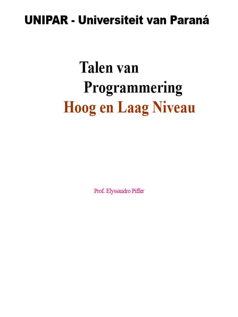 Hoge en Lage Programmeertalen | PDF