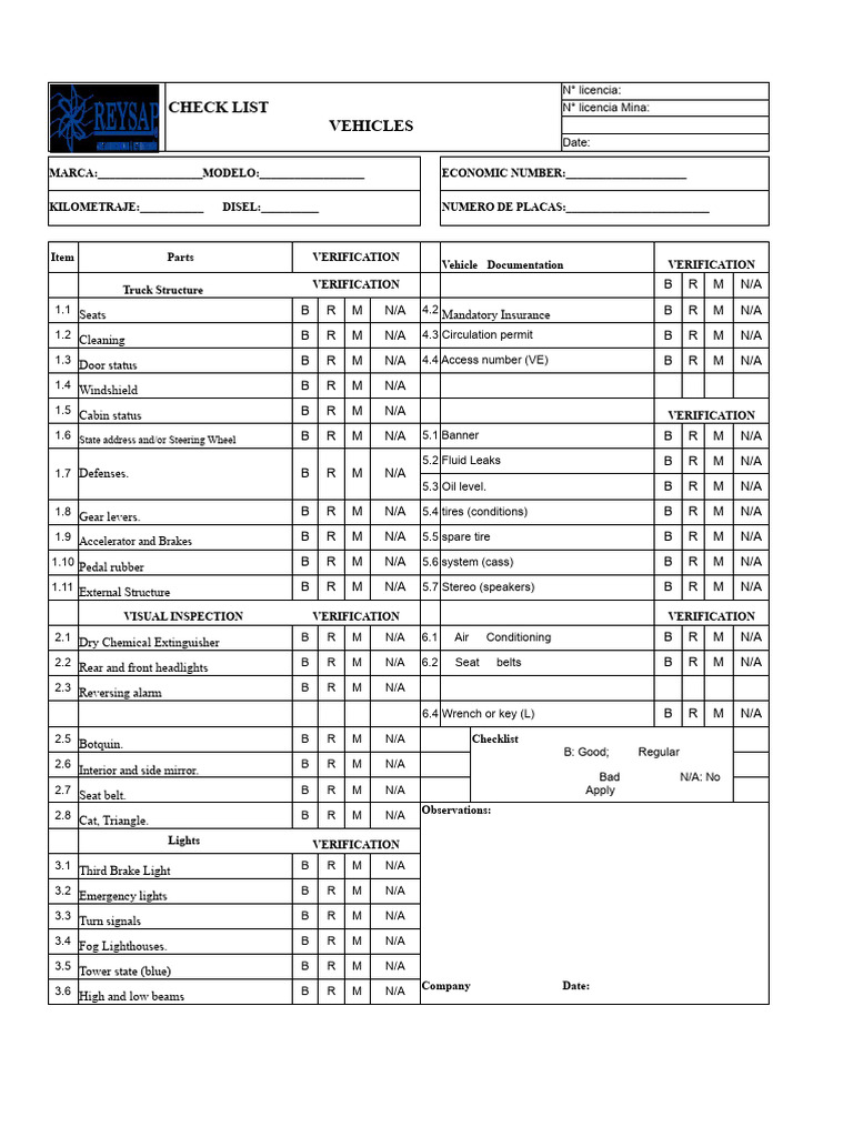 Vehicle Daily Checklist | PDF | Transport | Vehicles