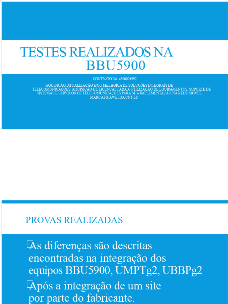 Testes BBU 5900 após a integração | PDF | Arquitetura de computadores ...