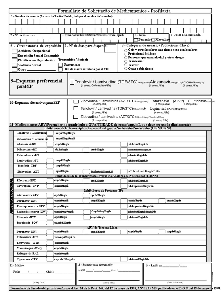 Formulario de Solicitud de Medicamentos - Profilaxis | PDF ...