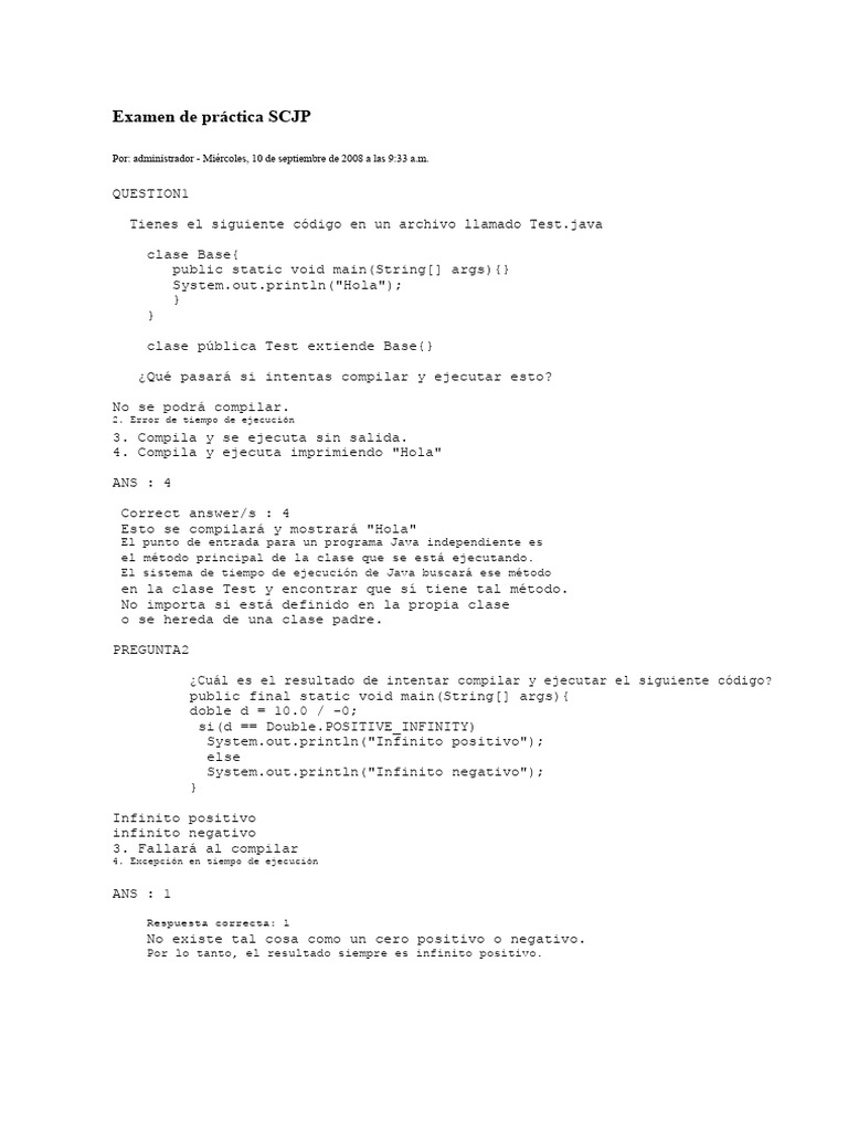 Examen Simulado SCJP | PDF | Java (lenguaje de programación) | Compilador