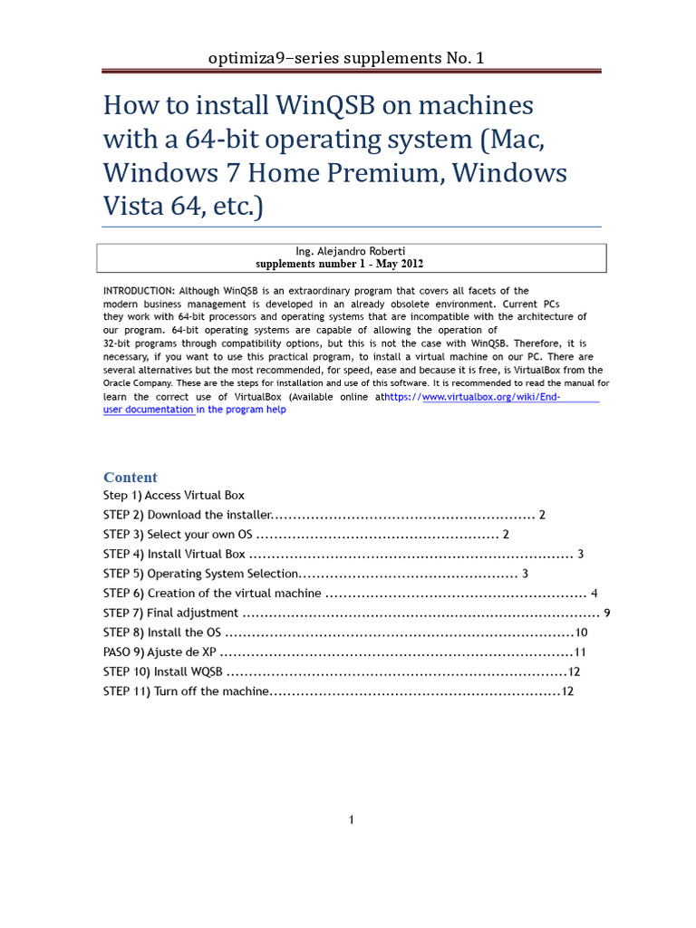 How To Install WinQSB On Machines With 64 Bit Operating System | PDF ...