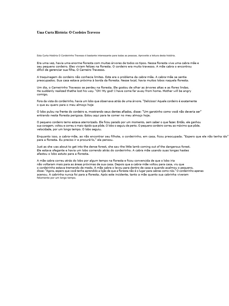 Um Cordeiro Travesso | PDF | Bode