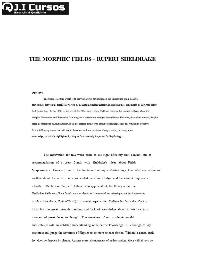 The Morphic Fields - Rupert Sheldrake | PDF | Rupert Sheldrake | Carl Jung