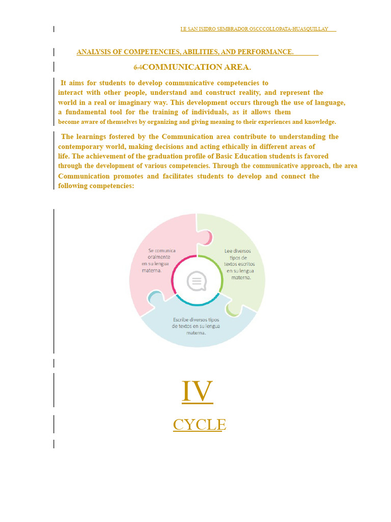 ANALYSIS OF COMMUNICATION COMPETENCIES IV CYCLE | PDF | Communication ...