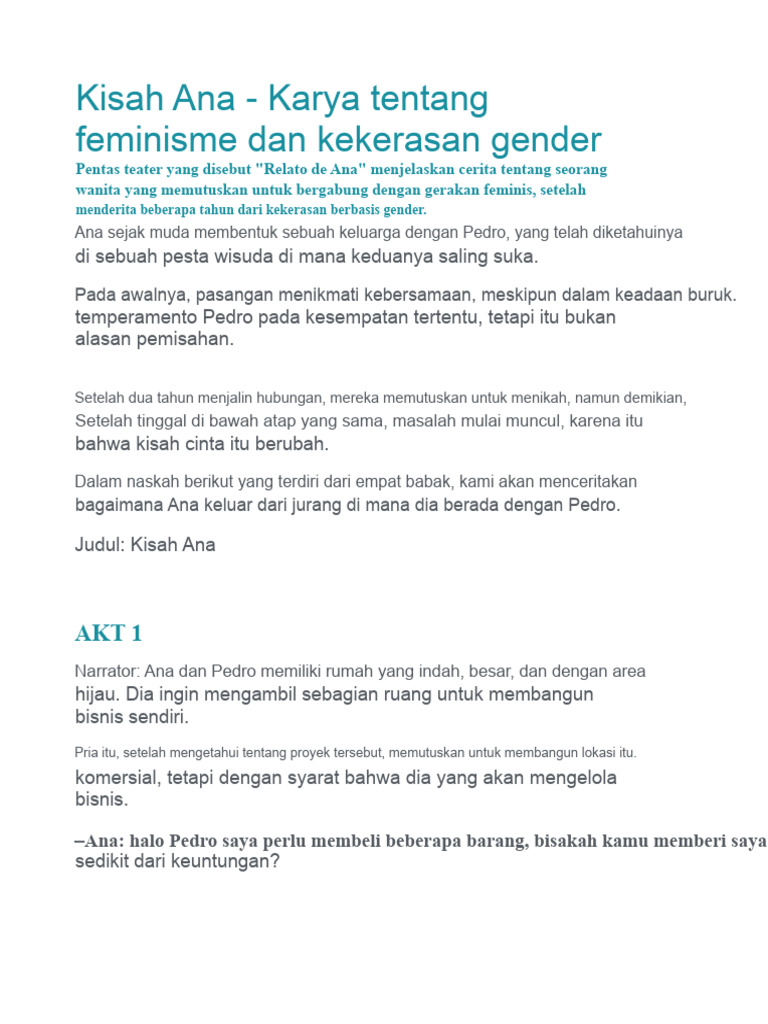 Kisah Ana: Perjuangan Melawan Kekerasan Gender | PDF