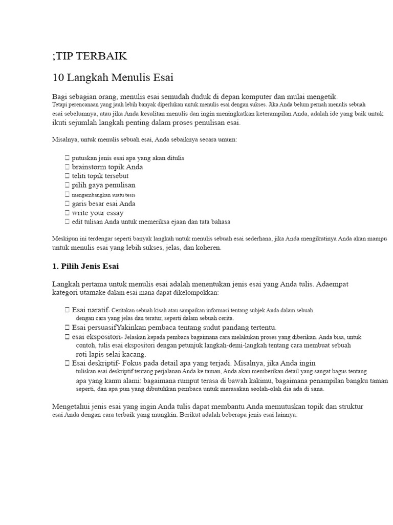 10 Langkah Menulis Esai Pdf